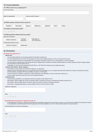SAE International application form for Australia. | PDF