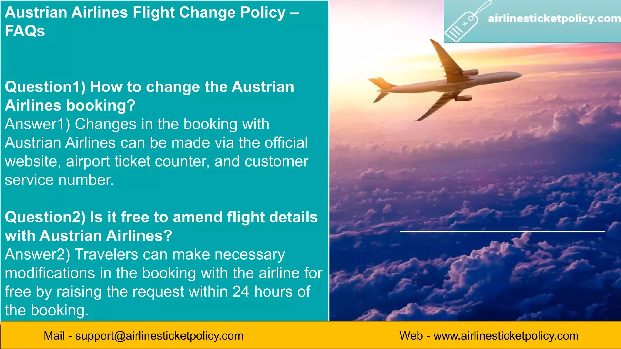 Austrian Airline Flight Change Policy | Airlines Ticket Policy | PPT