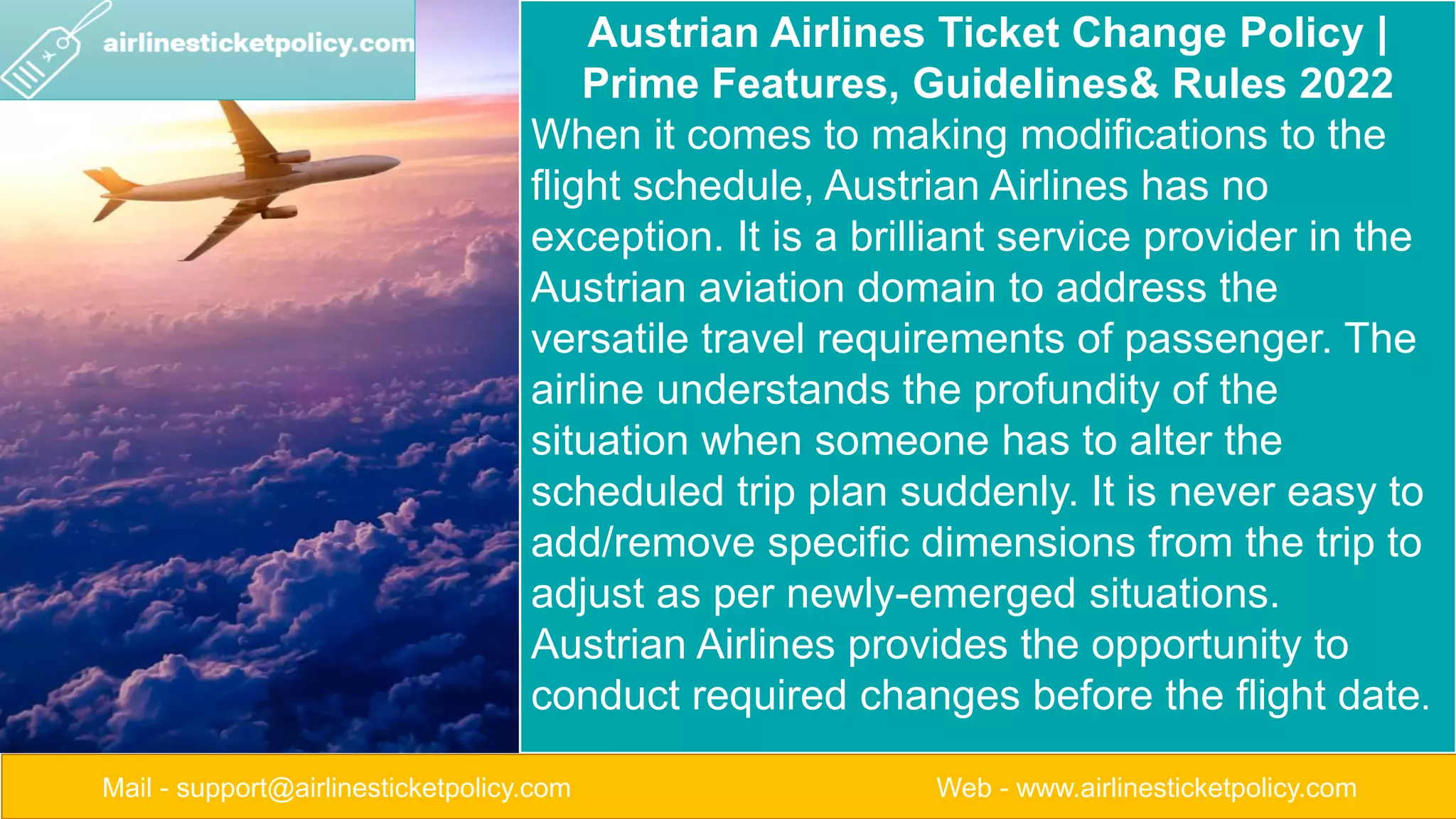 Austrian Airline Flight Change Policy | Airlines Ticket Policy | PPT