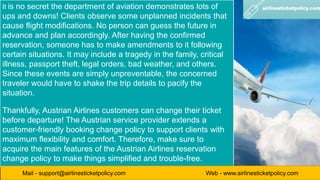 Austrian Airline Flight Change Policy | Airlines Ticket Policy | PPT