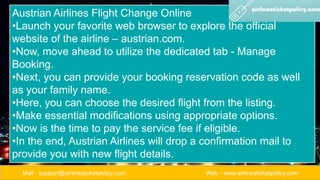 Austrian Airline Flight Change Policy | Airlines Ticket Policy | PPT
