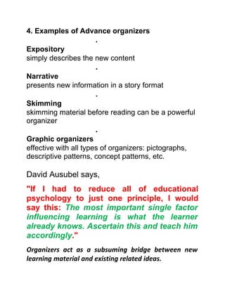Ausubel advance organizer | DOC