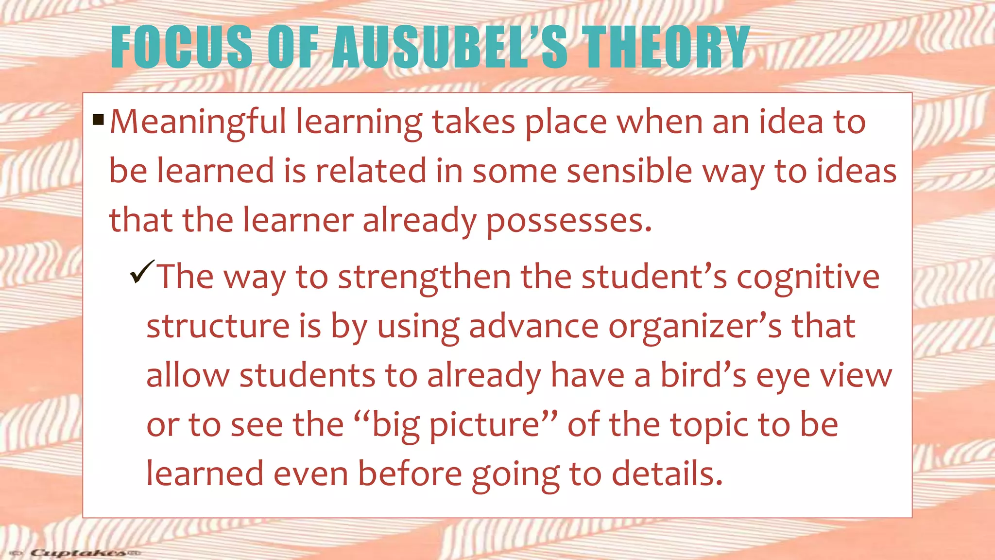 Ausubel’s Meaningful Verbal Learning | PPTX