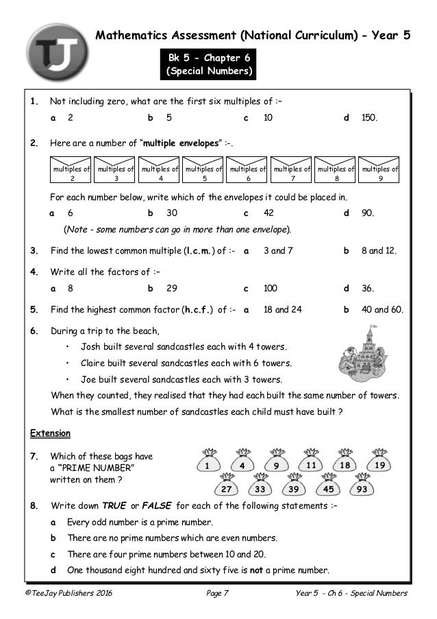 Australian Year 5 Assessment Sample