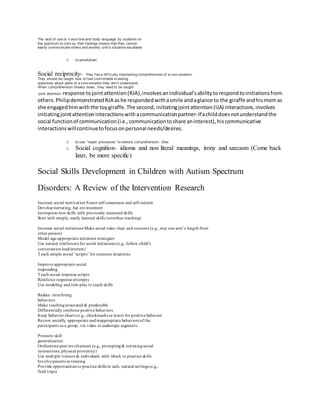 Current Research in the Area of Social Skill Development and Autism | PDF