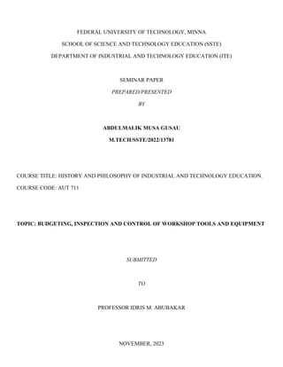 AUT 711 Budgeting, Inspection and Control of Tools and Equipment.docx