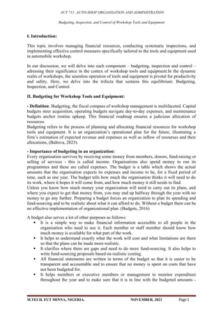 AUT 711 Budgeting, Inspection and Control of Tools and Equipment.docx