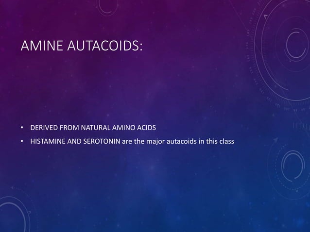 Autacoids - pharmacological actions and drugs related to them. | PPTX ...