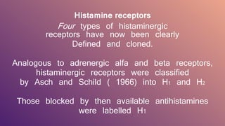 Histamine: Turnover, Release and Receptor | PPTX