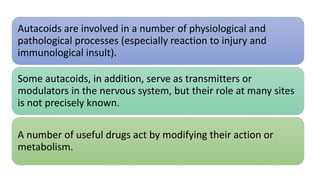 Autacoids, Histamine and Antihistaminic agents | PPTX