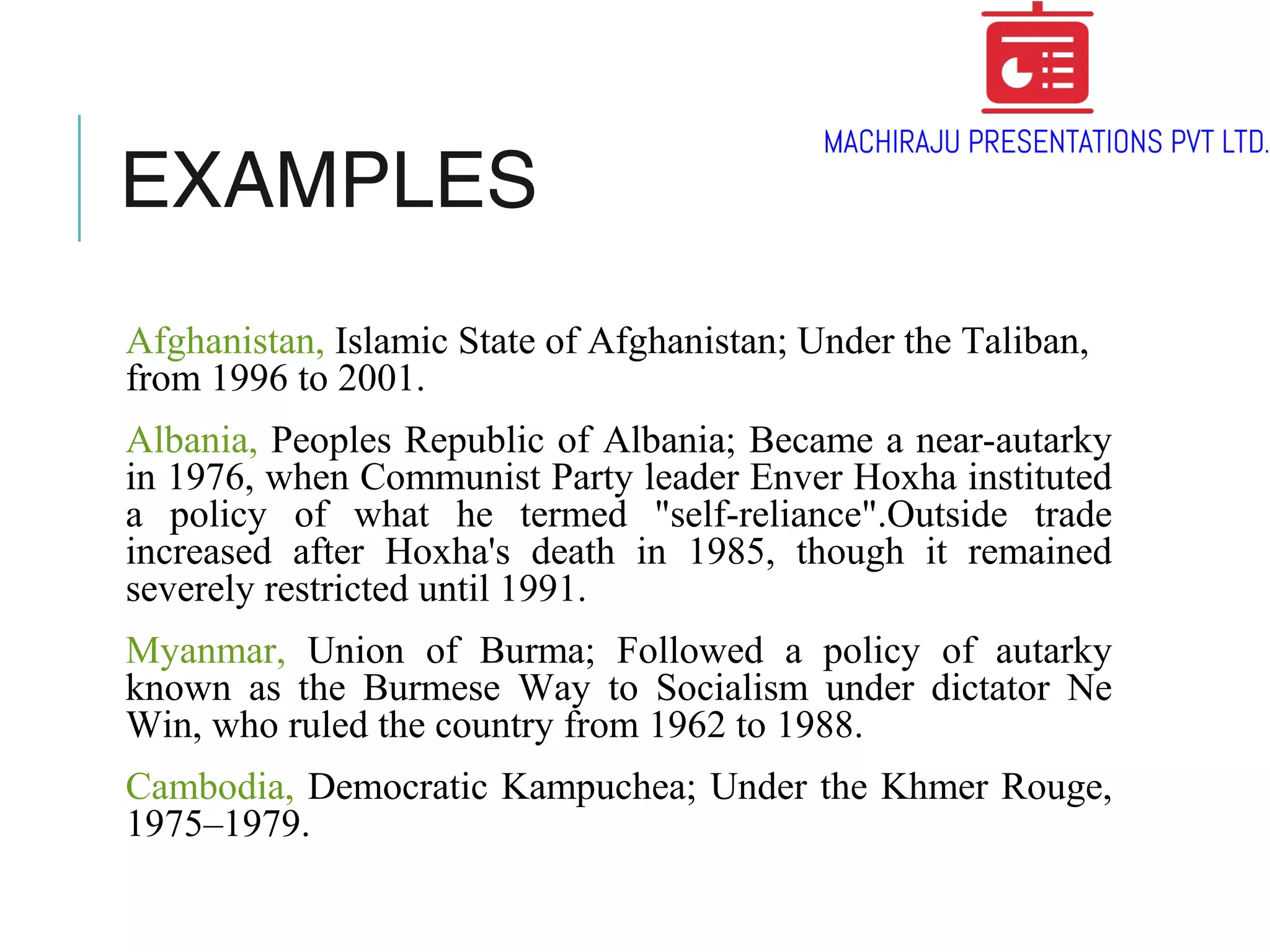 Autarky : Proponents, Opponents & Examples | PPT