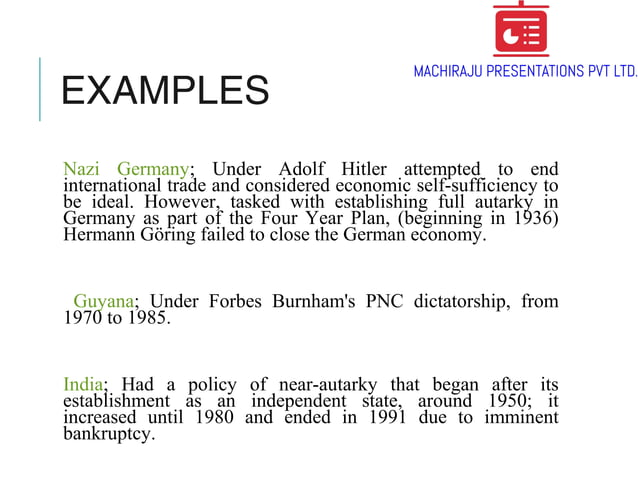 Autarky : Proponents, Opponents & Examples | PPT