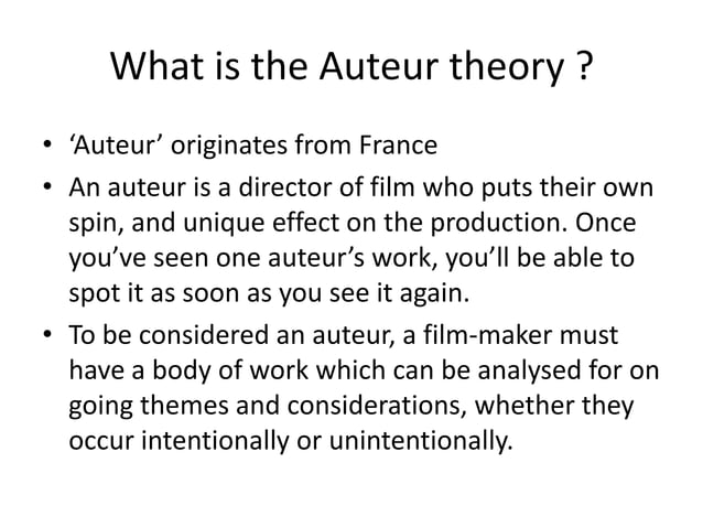 Auteur theory | PPTX