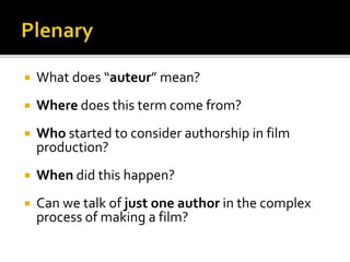 Auteur theory | PPTX