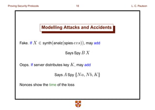 Proving Properties of Security Protocols by Induction | PPT