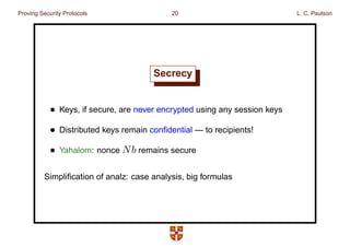 Proving Properties of Security Protocols by Induction | PPT