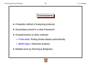 Proving Properties of Security Protocols by Induction | PPT