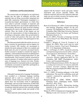 Authentic Activities And Materials For Adult ESL Learners | PDF