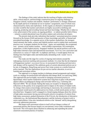 Authentic And Conventional Assessment In Singapore Schools An Empirical Study Of Teacher ...