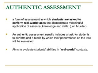 Authentic assessment | PPT