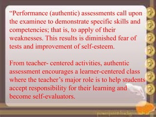 Chapter 2- Authentic assessment | PPTX
