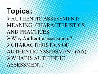 Chapter 2- Authentic assessment | PPTX