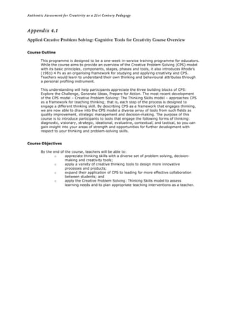 Authentic assessment for creativity_Yeo | PDF | Educational Assessment ...