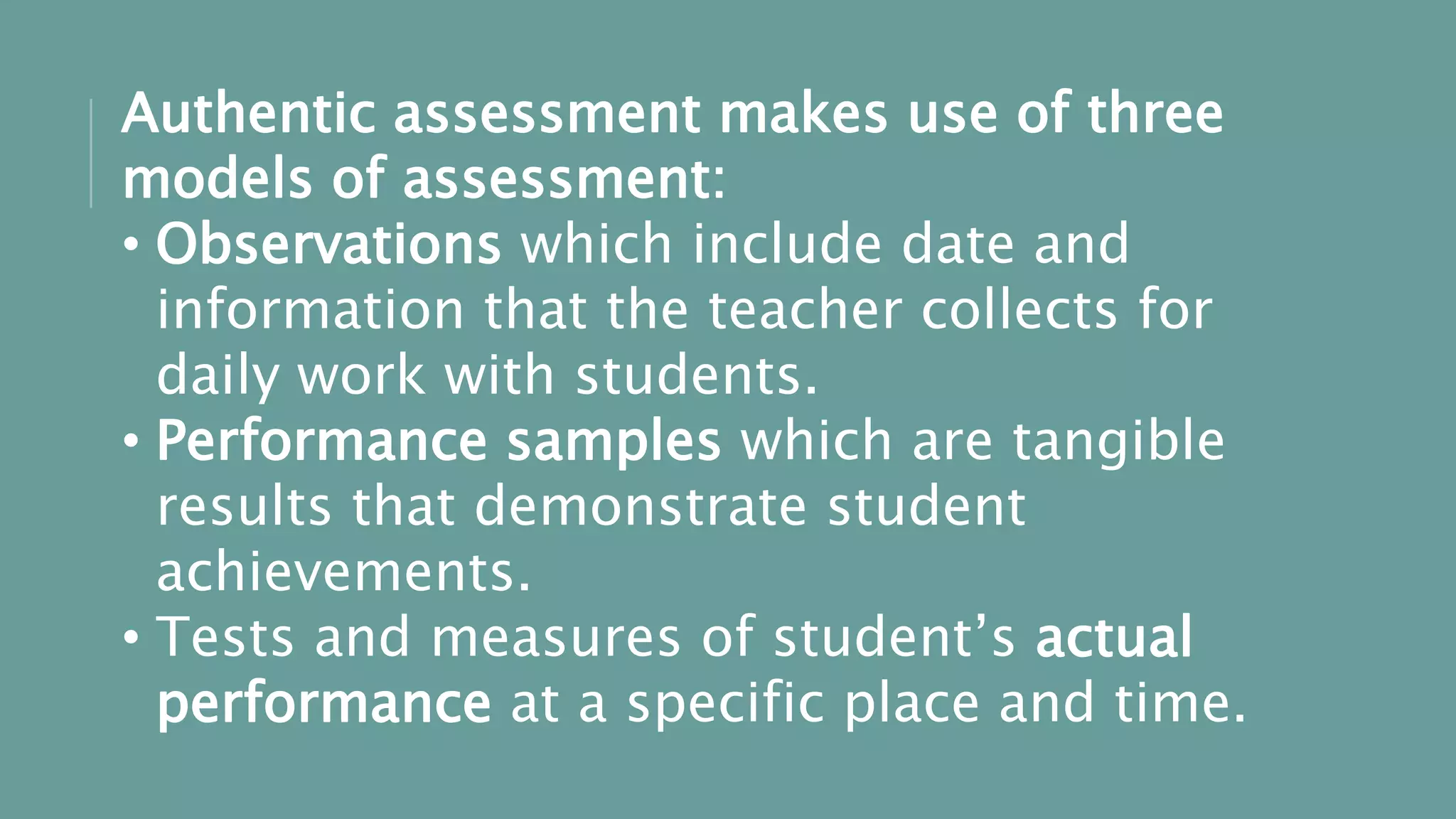 Authentic Assessment Tools | PPTX