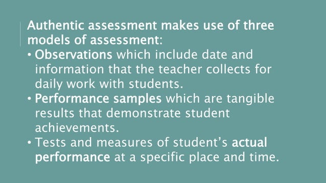 Authentic Assessment Tools | PPTX | Educational Assessment | Education