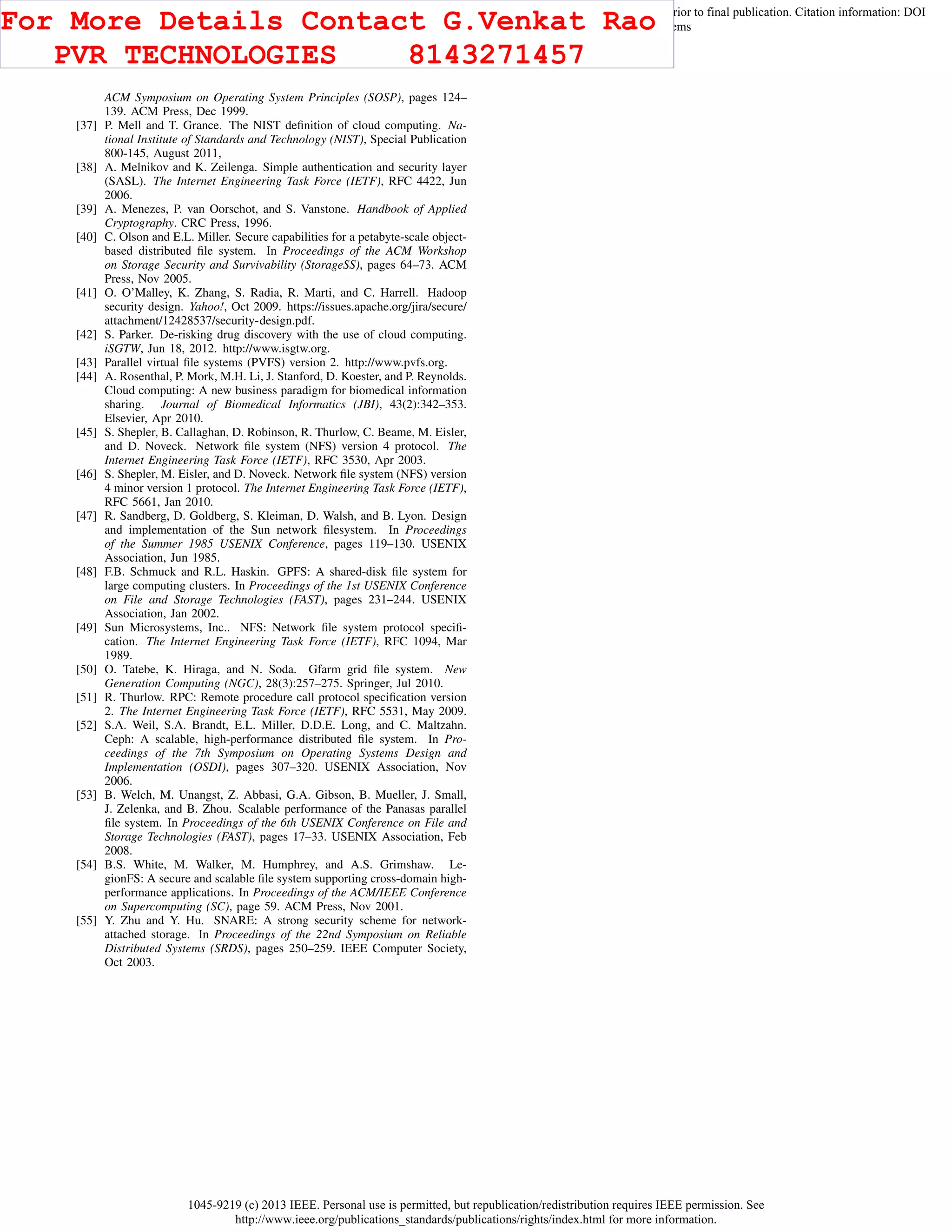 Authenticated key exchange protocols for parallel network file systems | PDF | Computer ...