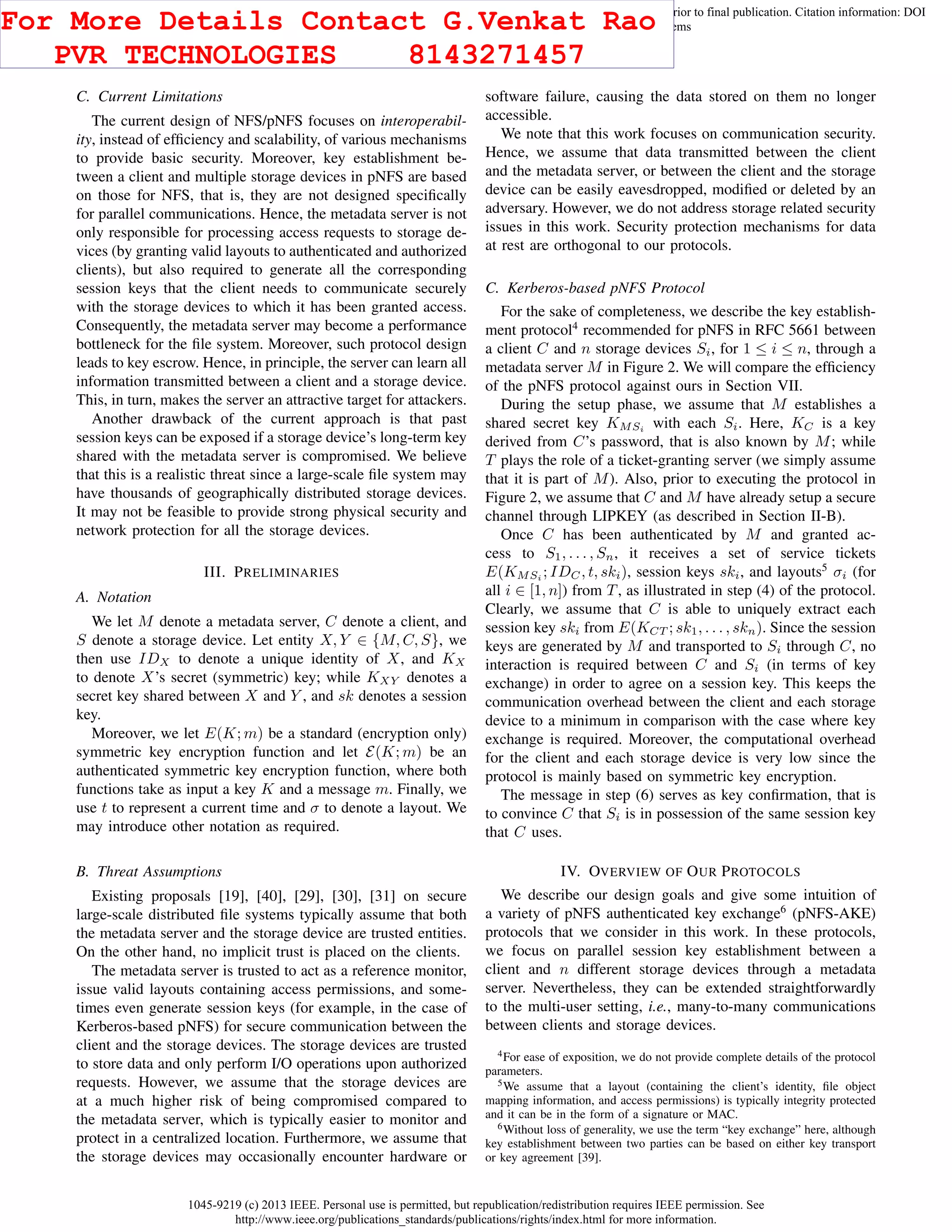 Authenticated key exchange protocols for parallel network file systems | PDF | Computer ...