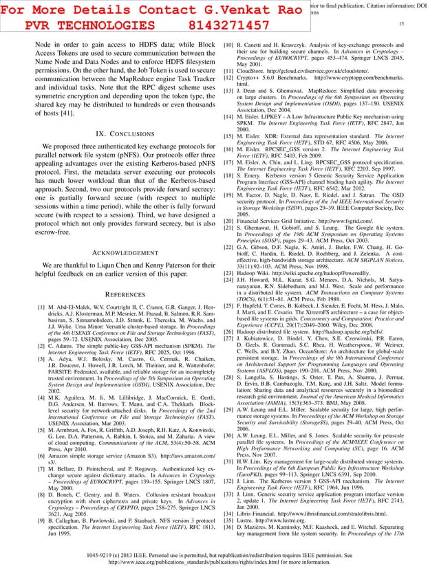 Authenticated key exchange protocols for parallel network file systems | PDF | Computer ...