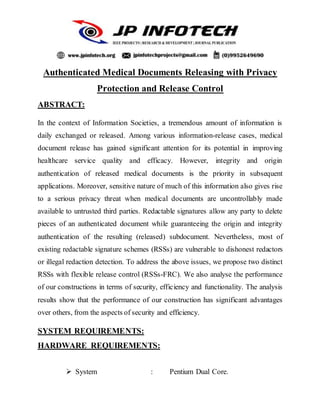 Authenticated Medical Documents Releasing with Privacy Protection and ...