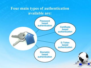 Authentication(pswrd,token,certificate,biometric) | PPTX | Internet ...
