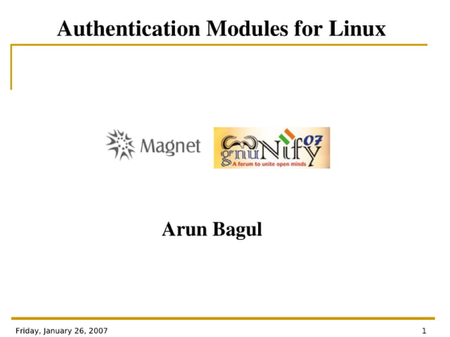 Authentication Modules For Linux - PAM Architecture | PPT