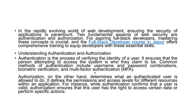 Authentication and Authorization in jaipur | PPTX