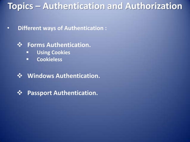 Authentication And Authorization In Aspnet Internet For Beginners Internet