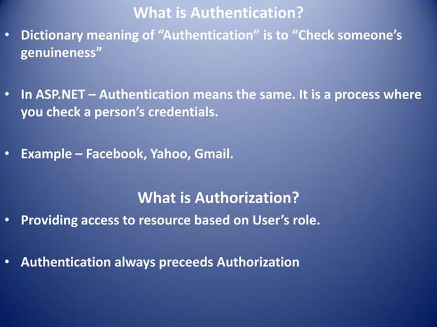 Authentication And Authorization In Aspnet Internet For Beginners