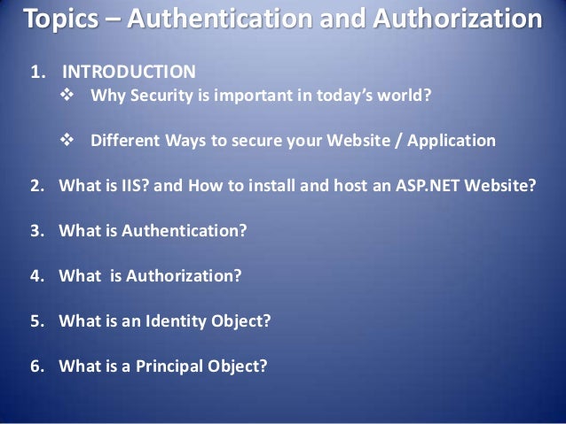 Authentication And Authorization In Asp Net