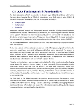 Authentication & Authorization and Accounting (AAA) in Telecommunications Industry | PDF