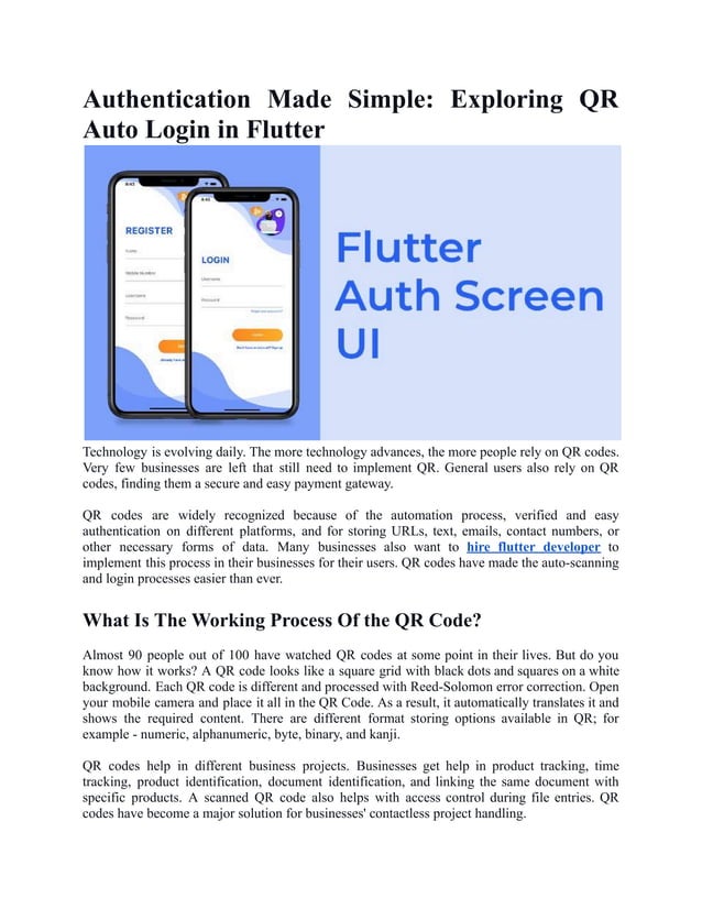 Authentication Made Simple - Exploring QR Auto Login in Flutter.pdf | Programming Languages ...