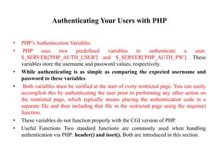 Authentication methods | PPTX | Web Development | Internet
