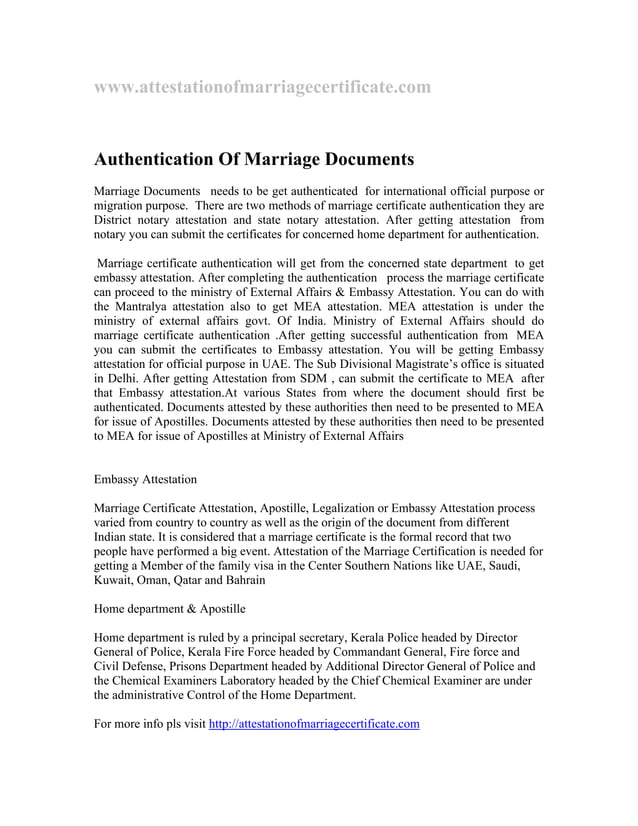 Authentication of marriage certificate | PDF | Marriage and Civil ...
