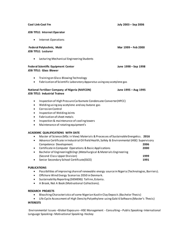 Authentic cv | DOCX | Business | Business and Finance