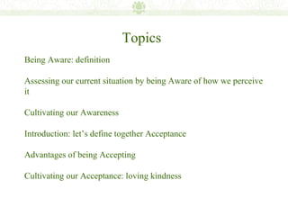 Authentic happiness formula: being aware and accepting | PPT