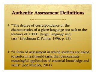 Understanding Authenticity in Language Teaching & Assessment | PDF