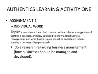 Authentic learning activity | PPT