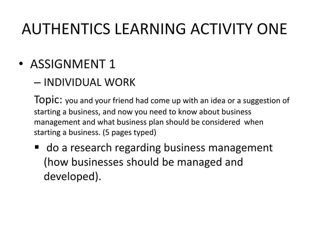 Authentic learning activity | PPT