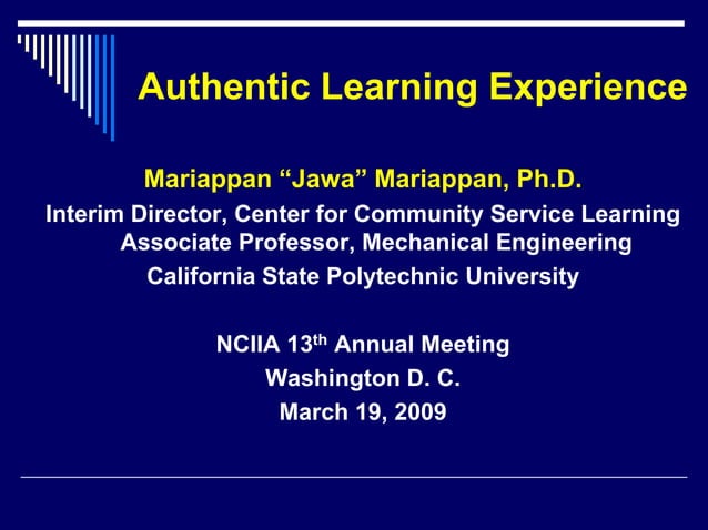 Authentic Learning Experience | PPT
