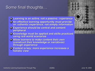Authentic Learning Experiences | PPT